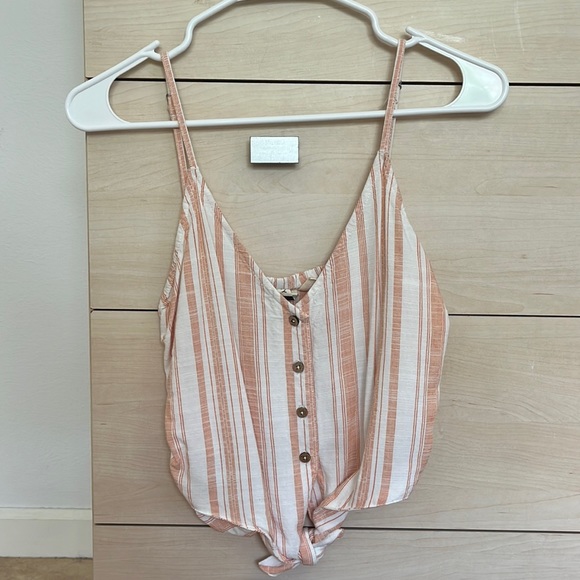 Roxy | Tops | Roxy Orange And White Striped Tank Top With Buttons And ...